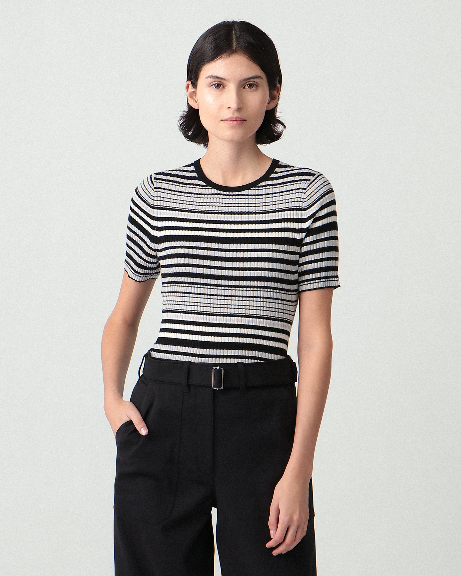 Regal Wool Rib Stripe Tee | WOMEN（レディース）｜Theory 公式通販サイト