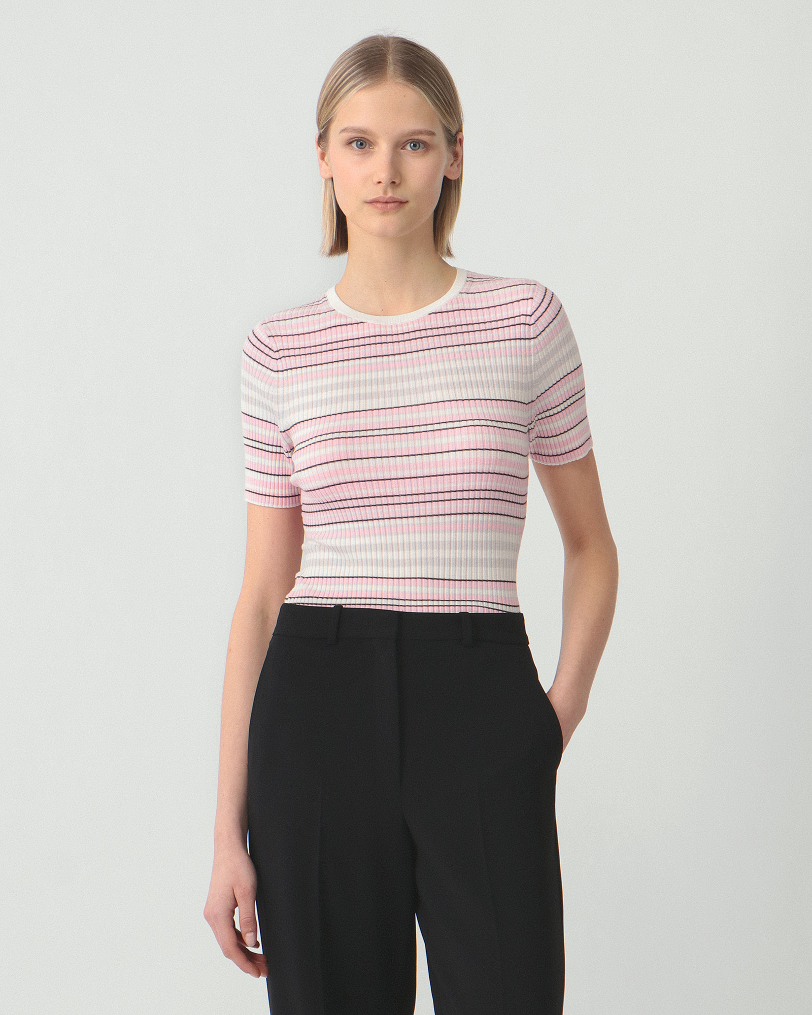 Regal Wool Rib Stripe Tee | WOMEN（レディース）｜Theory 公式通販サイト