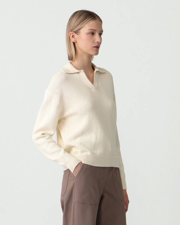 一部限定カラー Wave Boucle Boyfriend Polo Shirt | WOMEN（レディース）｜Theory 公式通販サイト