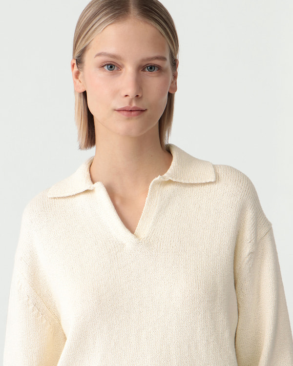 一部限定カラー Wave Boucle Boyfriend Polo Shirt | WOMEN（レディース）｜Theory 公式通販サイト