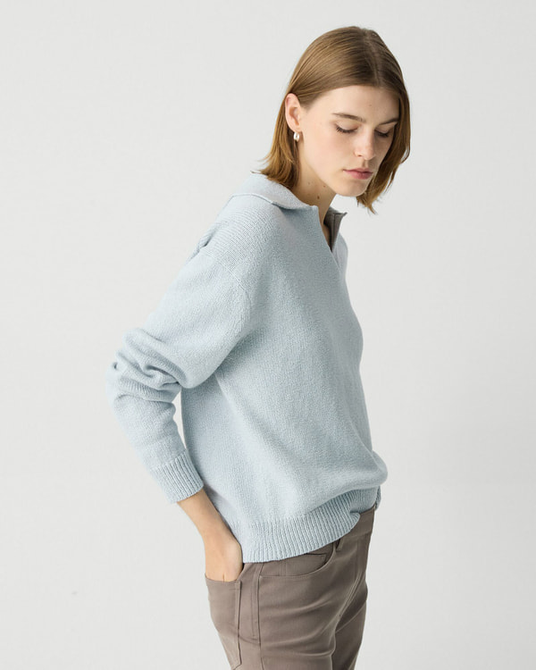 一部限定カラー Wave Boucle Boyfriend Polo Shirt | WOMEN（レディース）｜Theory 公式通販サイト