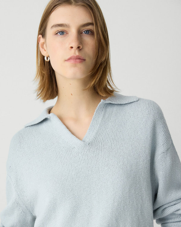 一部限定カラー Wave Boucle Boyfriend Polo Shirt | WOMEN（レディース）｜Theory 公式通販サイト